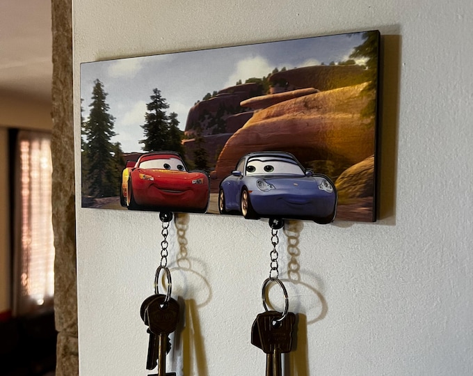 Cars Movie Key Holder, Lightning Mcqueen and Sally Keychains, Disney ...