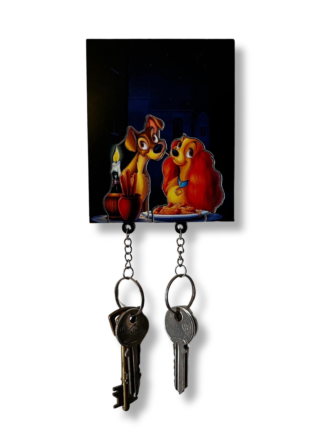 Lady and the Tramp Keychain, Handmade, High-quality Wood - Etsy
