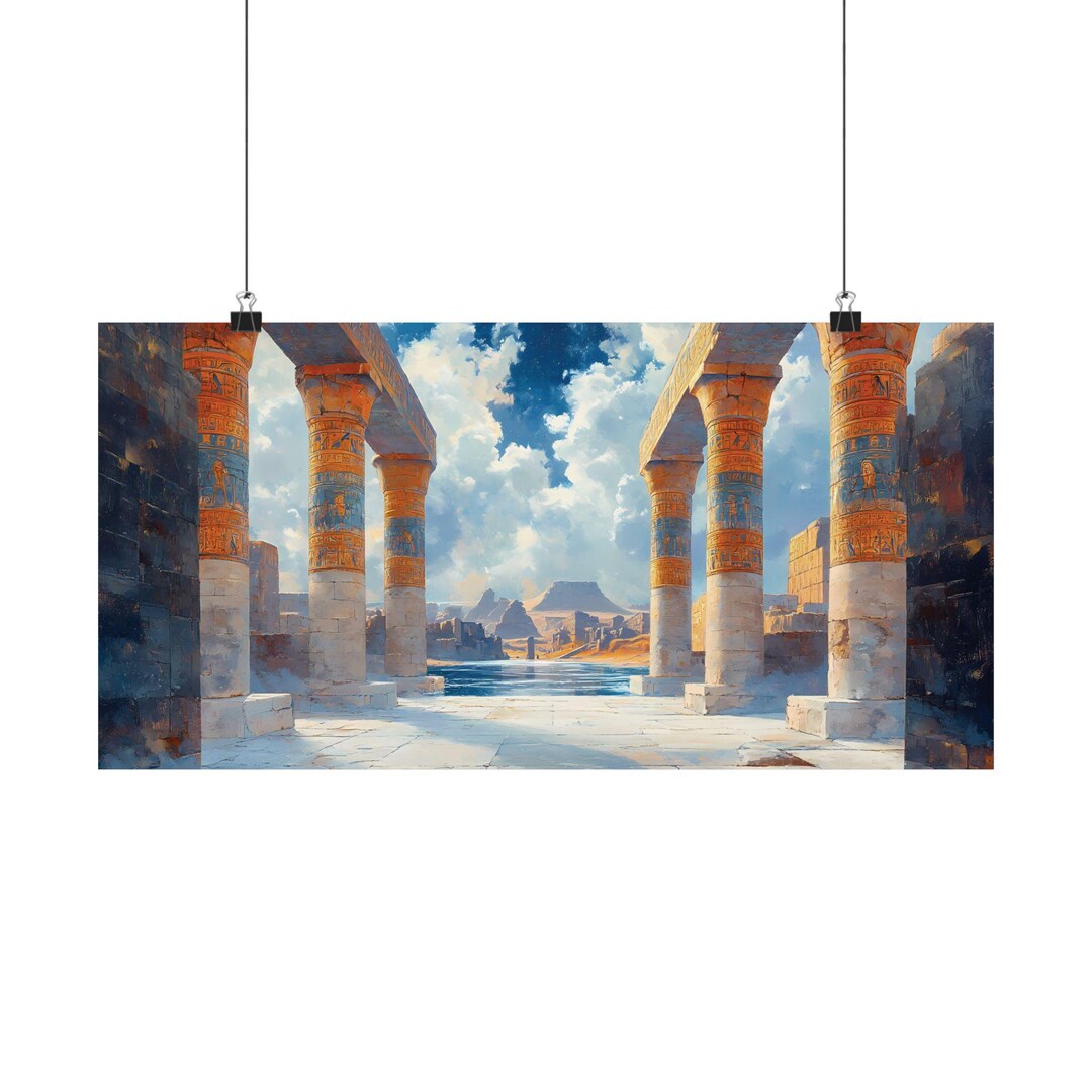 Ancient Egyptian Temple Pillars Unframed Matte Horizontal Poster ...