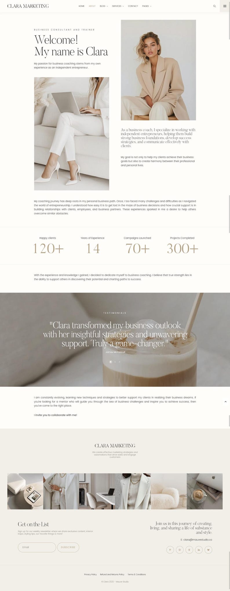 Clara Wordpress Theme | Elementor Website Template for Coaches ...