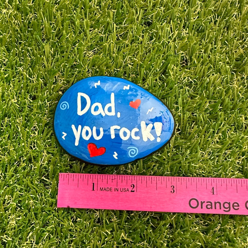 Fathers Day Gift, Dad You Rock Painted Rock Decor, Office Desk ...