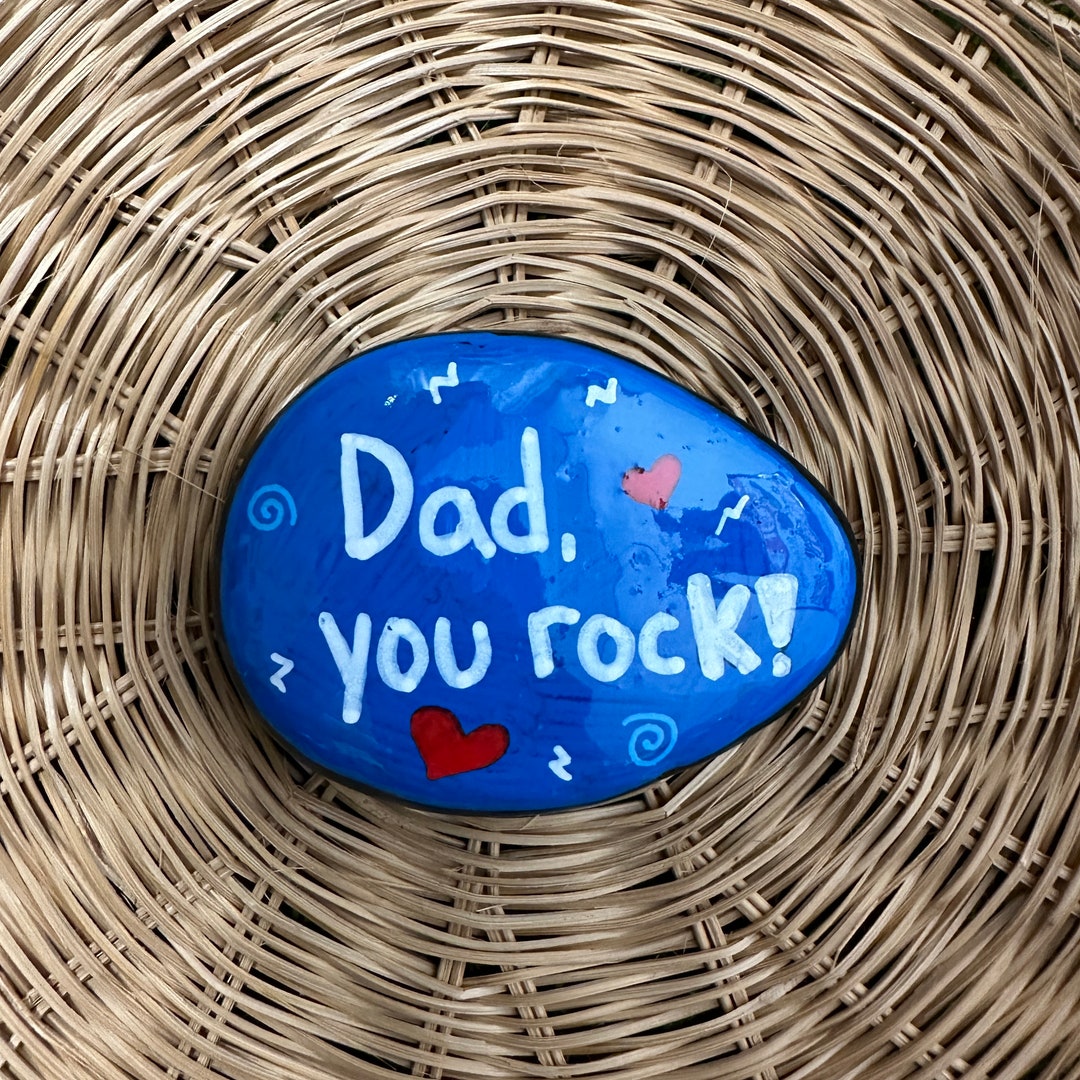 Fathers Day Gift, Dad You Rock Painted Rock Decor, Office Desk ...