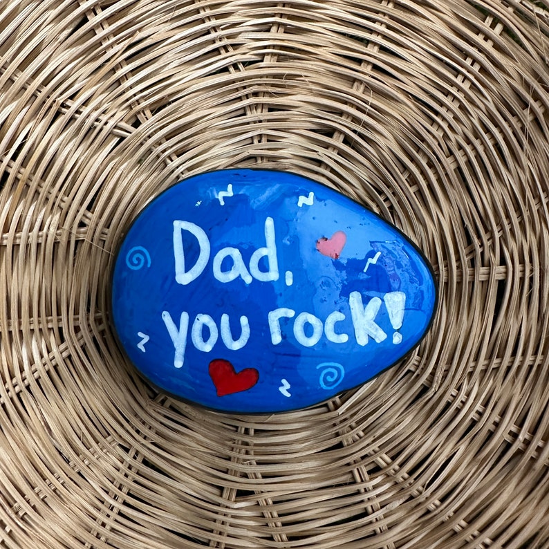 Fathers Day Gift, Dad You Rock Painted Rock Decor, Office Desk ...