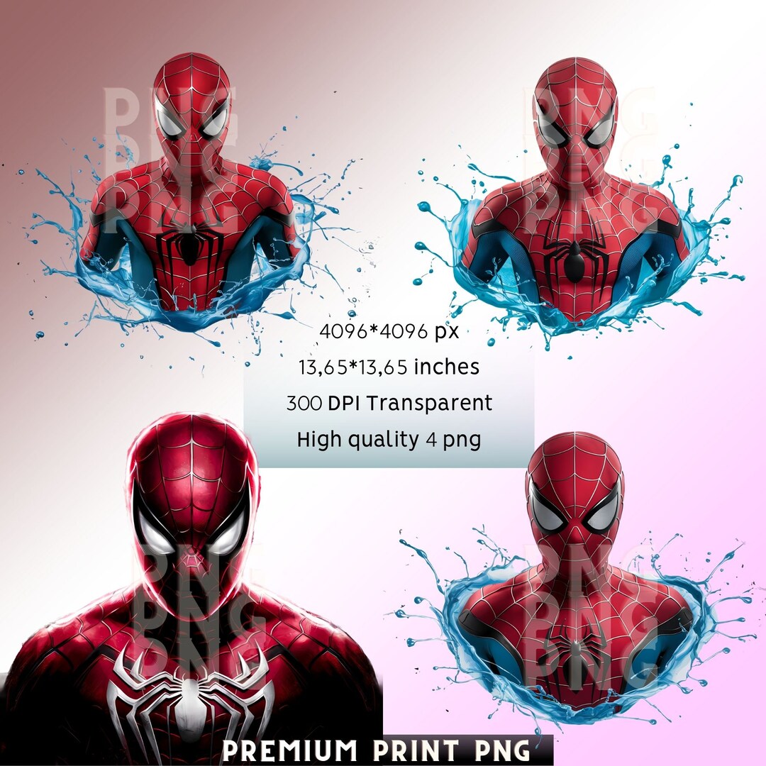 4 PNG Spiderman Splash and Watercolor Digital Design PNG File for ...