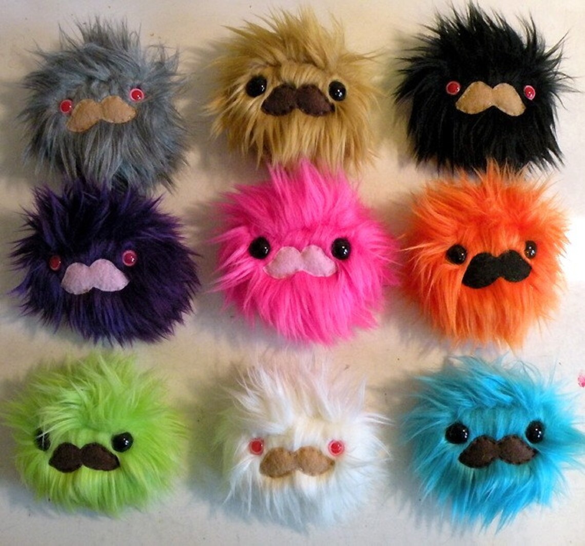Mustache Monster- Choose Your Color of Handmade Plush Toy - Etsy