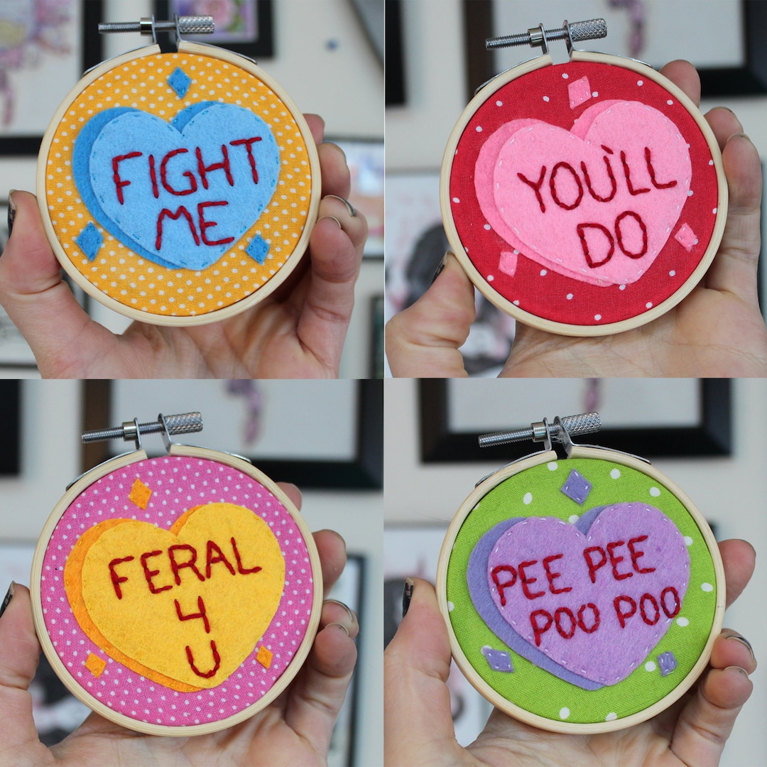 Conversation Heart- Small Embroidery Hoops - Etsy