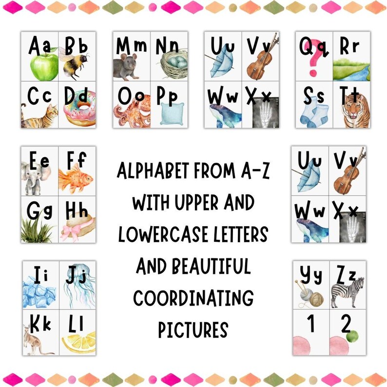 Alphabet Numbers Colors Flash Cards: Early Learning (digital Download ...