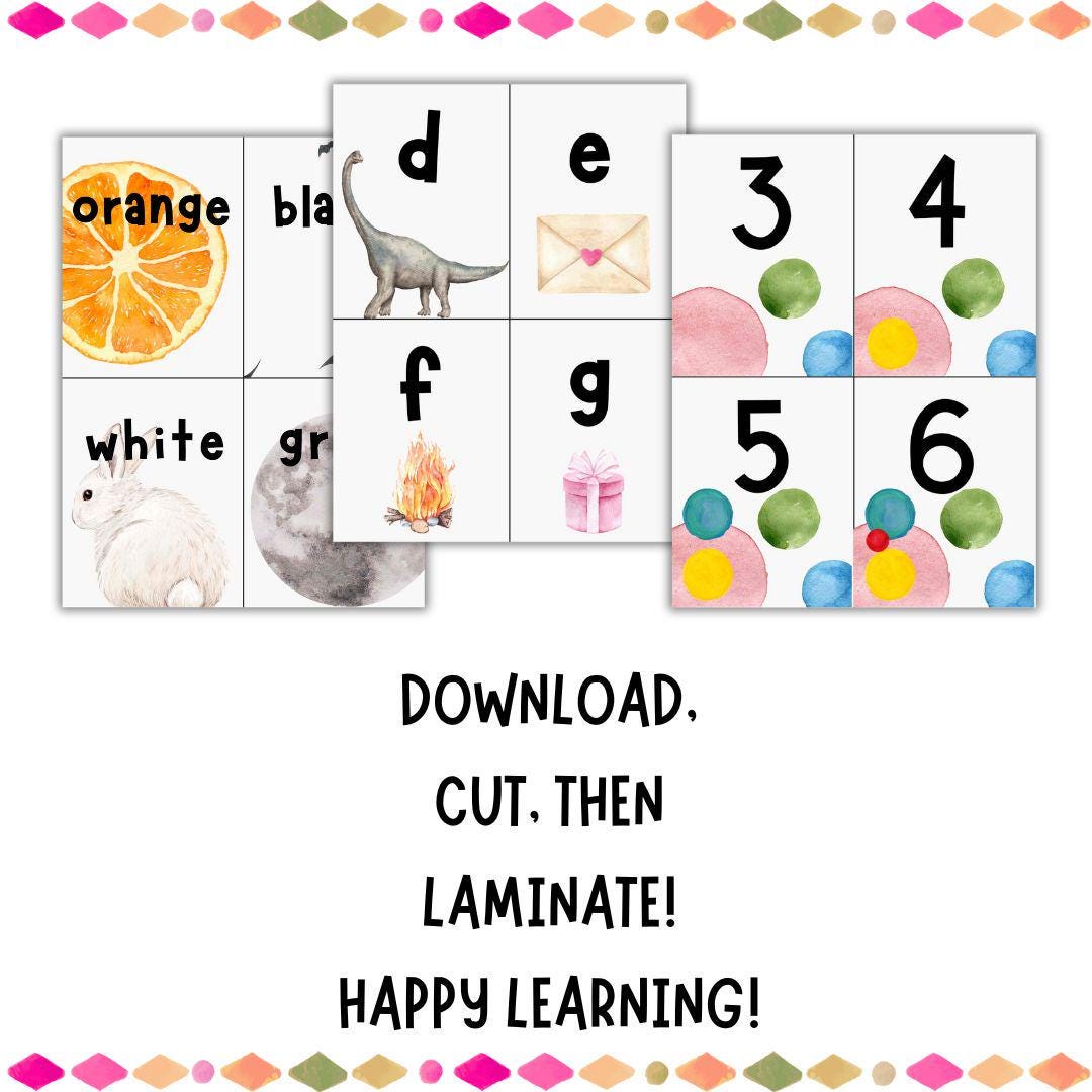 Alphabet Flash Cards, Numbers 0-20, Colors, Bright and Beautiful ...