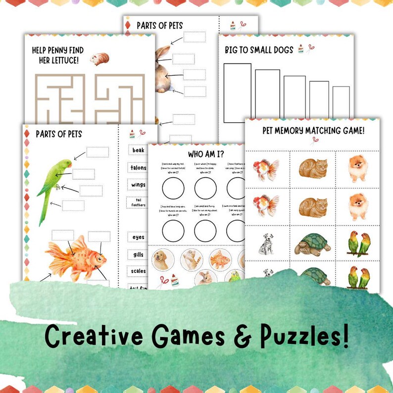 Pets Unit Study: Math, Reading, Writing, Puzzles (prek-1st Grade ...