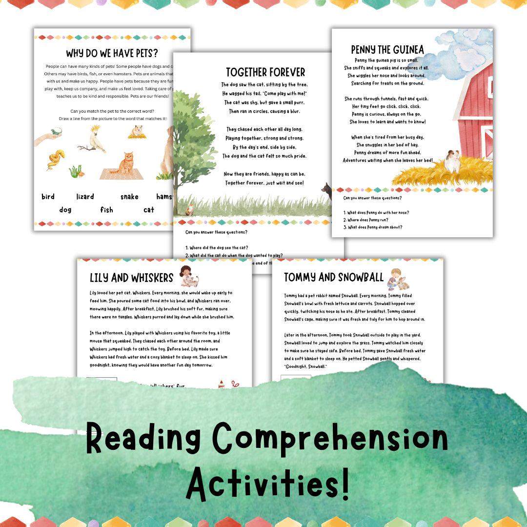 Pets Unit Study: Math, Reading, Writing, Puzzles (prek-1st Grade ...