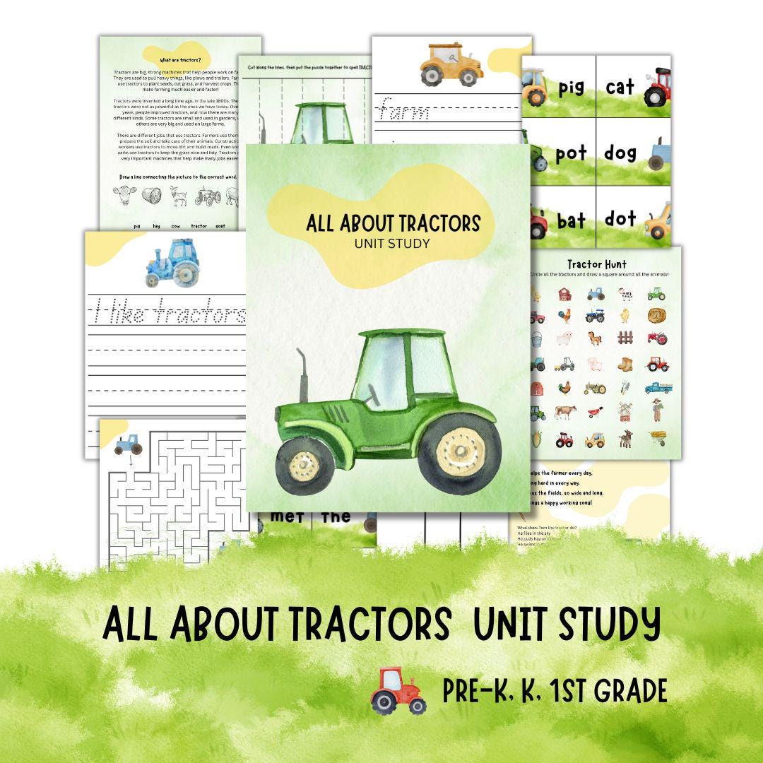 Tractor Unit Study: Math, Reading, Games & Puzzles (PDF Download) - Etsy