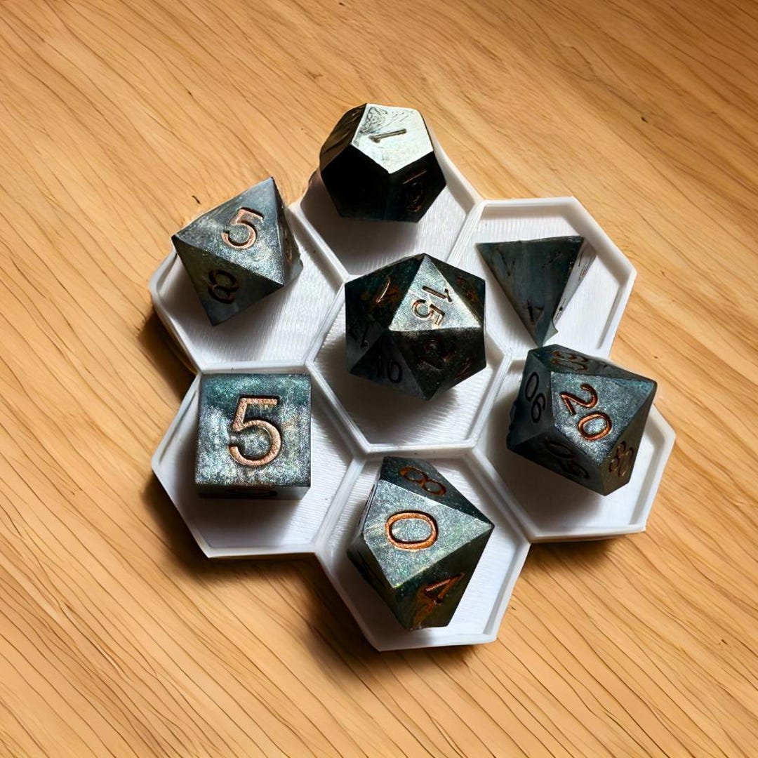 Dark Blue Black 7pc Sharp Edge Dice Set Polyhedral Dice Dnd TTRPG - Etsy