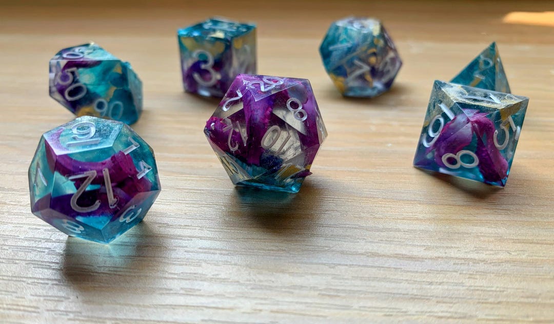 Tentacle 7pc Sharp Edge Custom Polyhedral Dice Set Handmade - Etsy