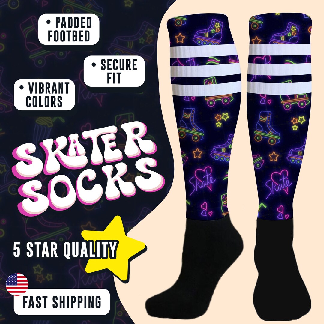 Personalizable Roller Skating Knee High Socks • Cushioned • Compression ...