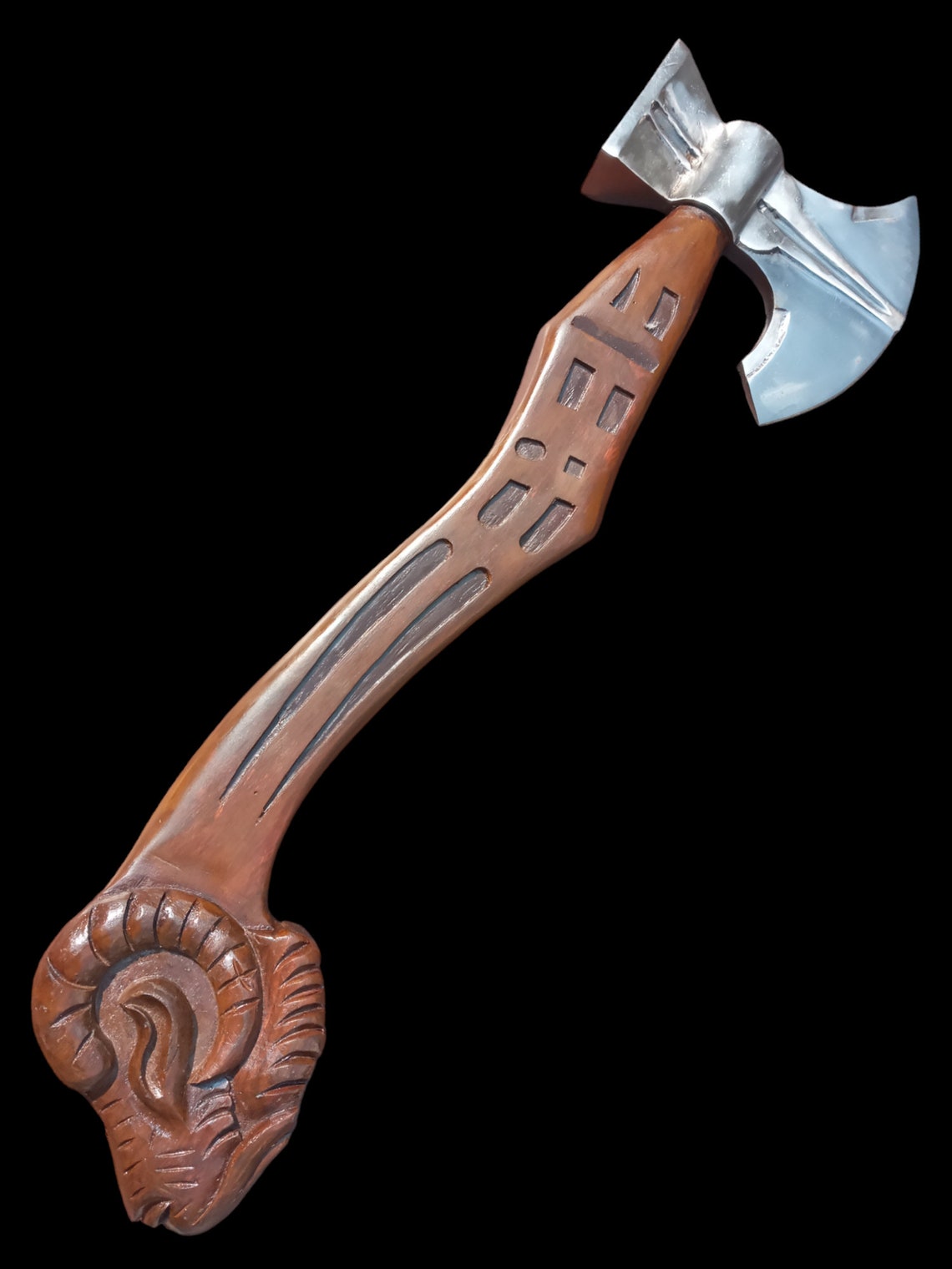 Hand-carved Axe With Mountain Goat Design 22 Rosewood Handle 7 Head ...