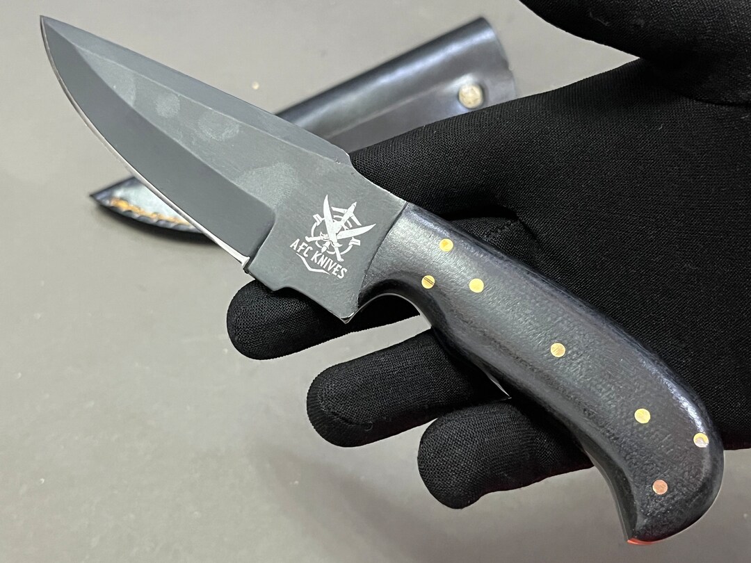 Handmade 8 Pocket Knife D2 Steel Razor Sharp Blade Black Micarta Handle ...