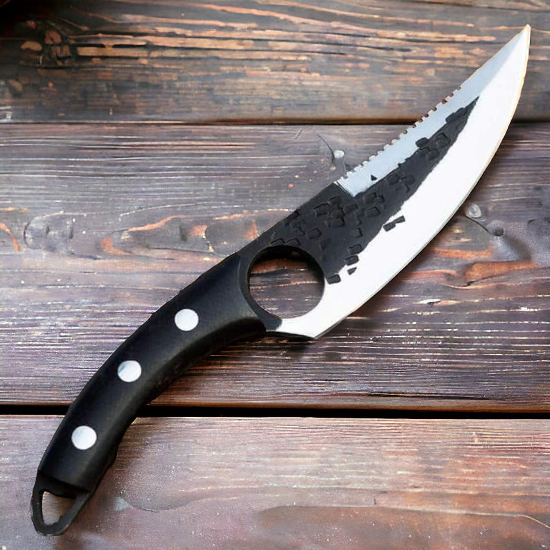 Finger Hole Skinner Knife | Razor Sharp Bone Knife | D2 Steel Blade ...