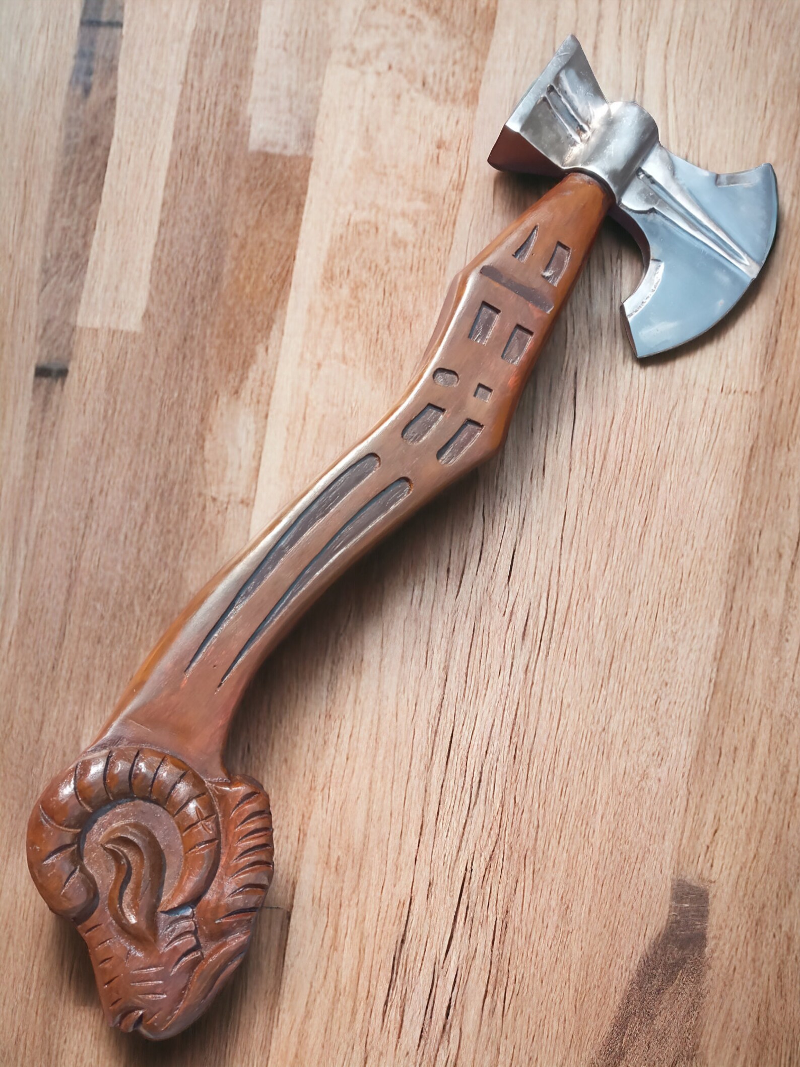 Hand-carved Axe With Mountain Goat Design 22 Rosewood Handle 7 Head ...