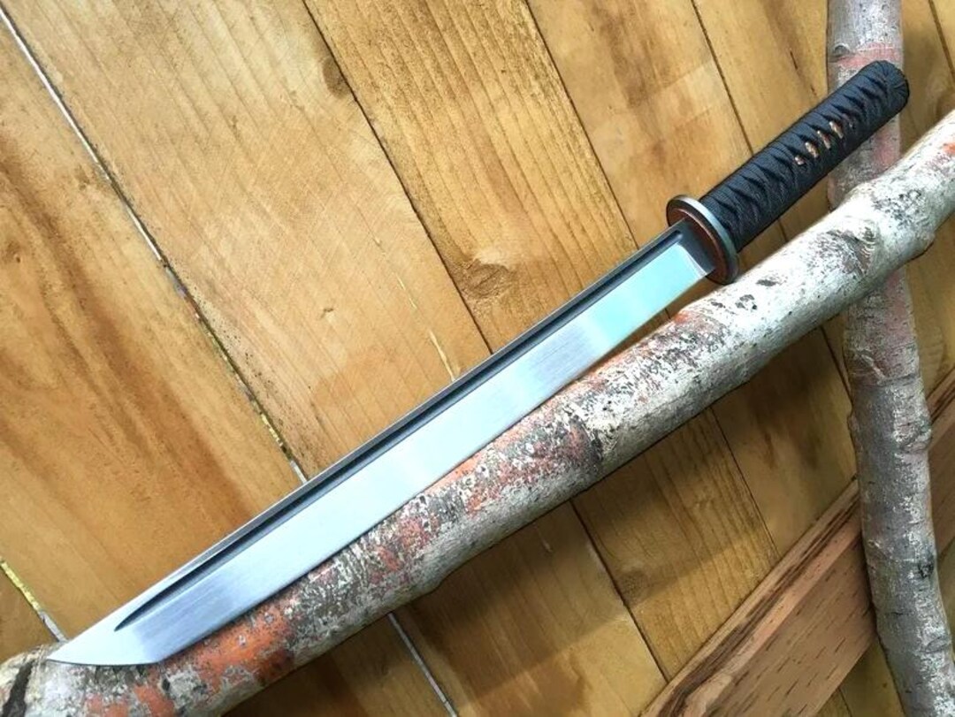Handmade Full Tang Wakizashi Sword K110 BOHLER Steel Blade Thread ...