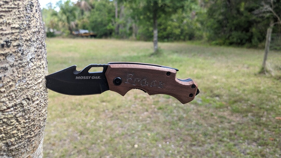 Custom Hand Engraved Mossy Oak Pocket Knife With up to 7 Letters - Etsy