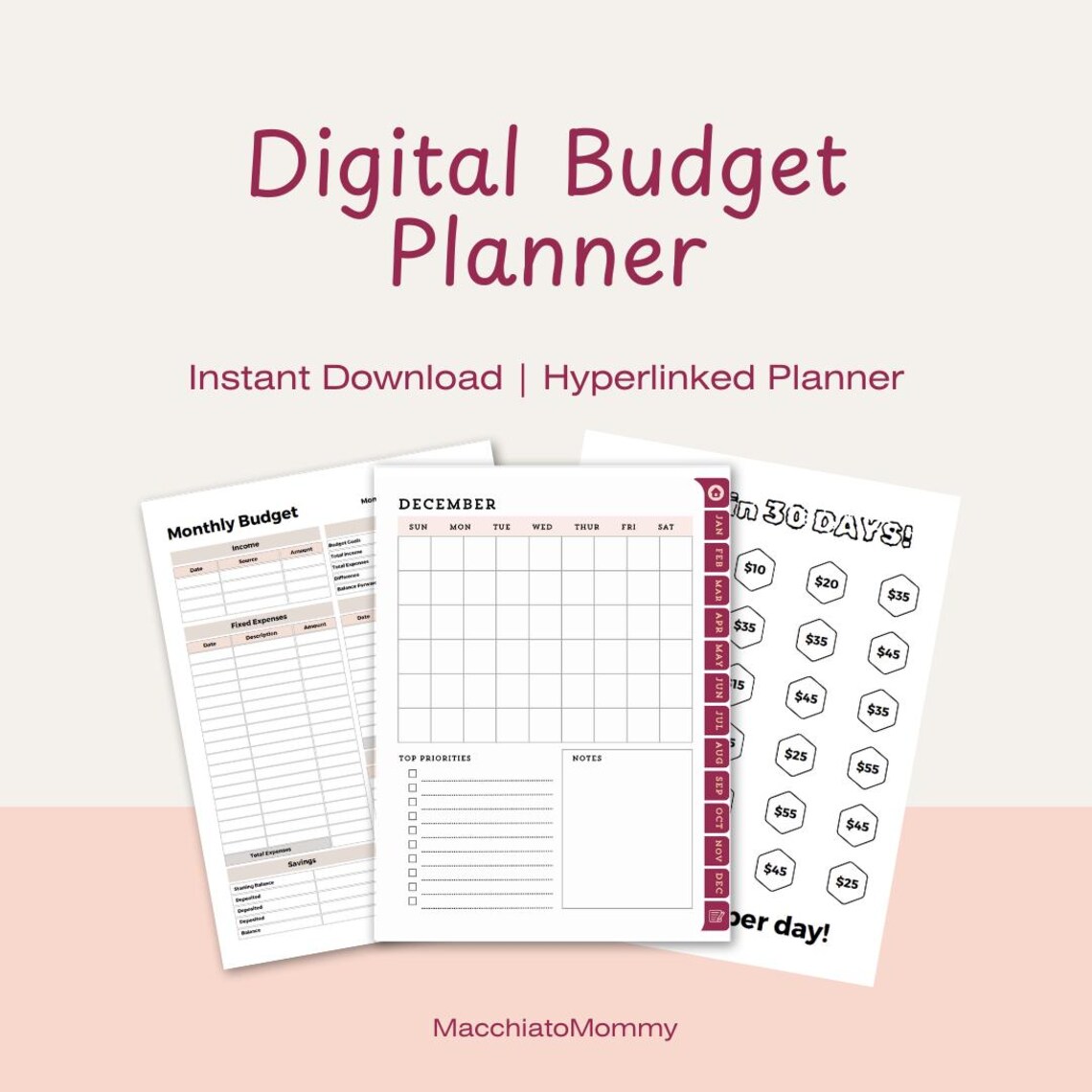 Hyperlinked Digital Budget Planner | Printable Budget Planner | Digital ...