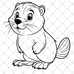 Cute Animal Coloring Pages for Kids | Simple Beaver Printable Coloring ...