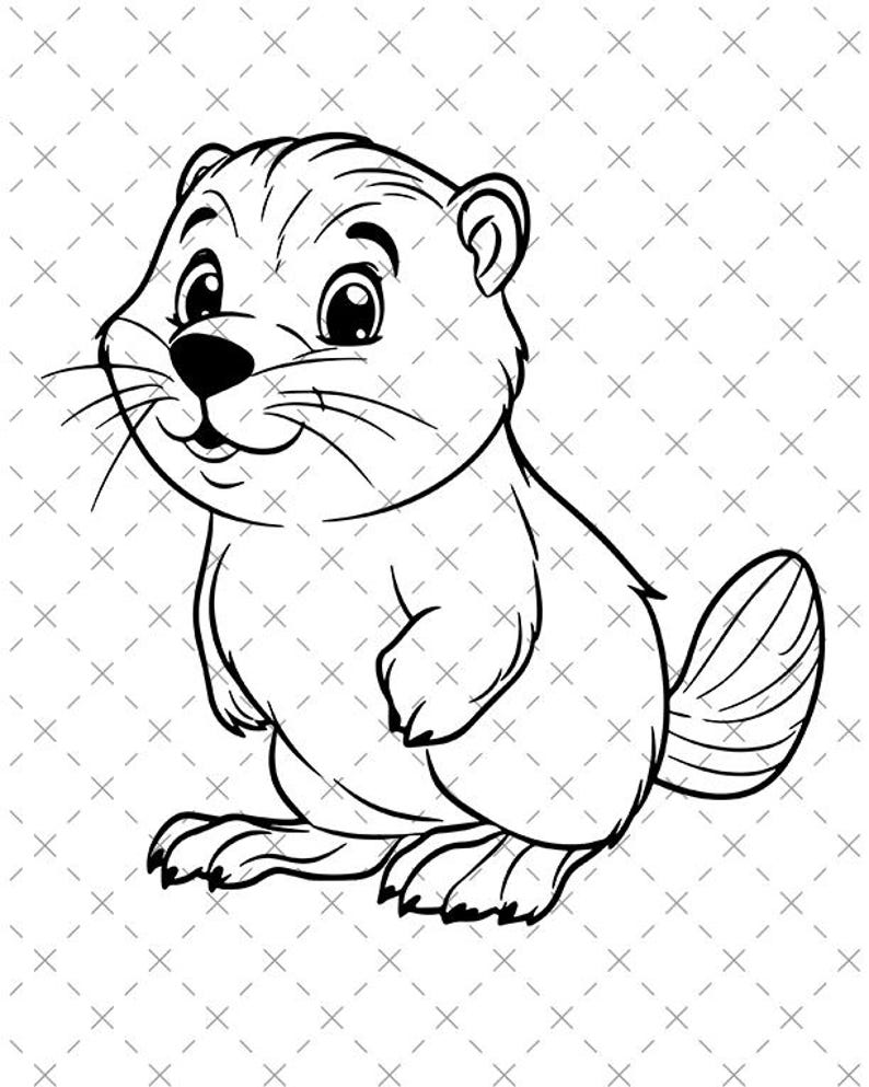 Cute Animal Coloring Pages for Kids | Simple Beaver Printable Coloring ...