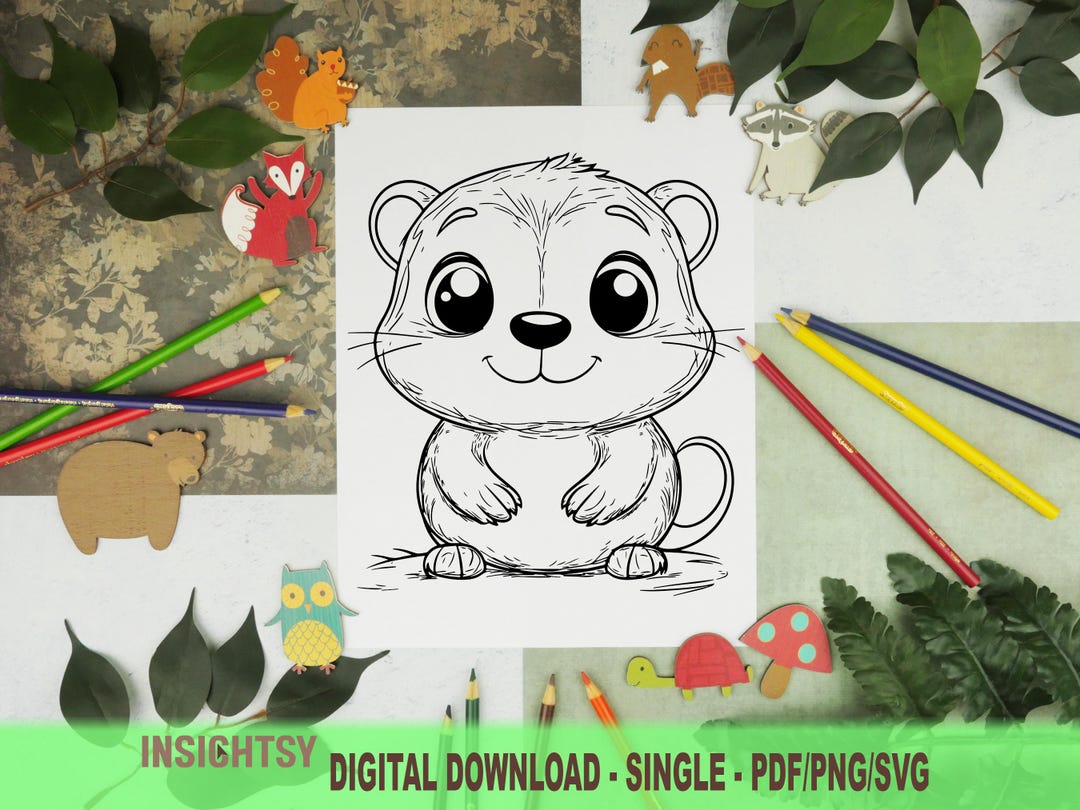 Cute Animal Coloring Pages for Kids | Simple Beaver Printable Coloring ...