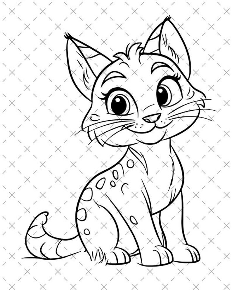 Cute Animal Coloring Pages for Kids | Simple Bobcat Printable Coloring ...