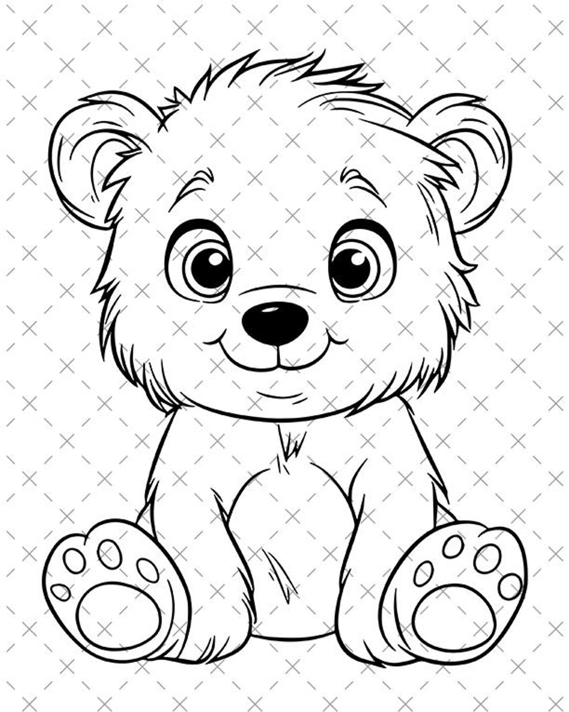 Cute Animal Coloring Pages for Kids | Simple Bear Printable Coloring ...