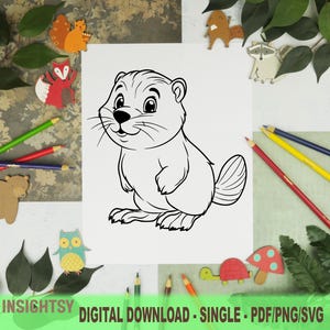 Cute Animal Coloring Pages for Kids | Simple Beaver Printable Coloring ...