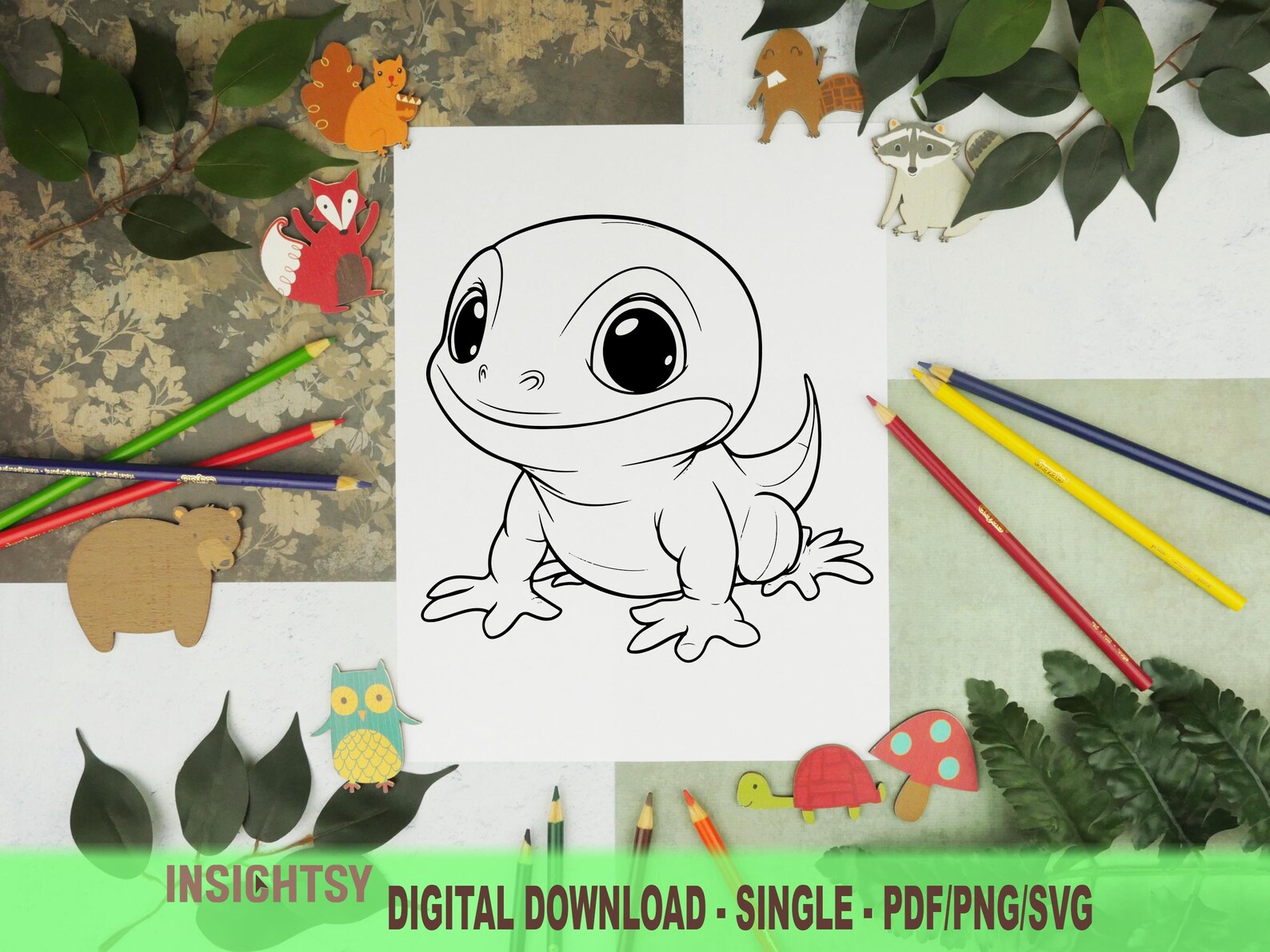 Cute Animal Coloring Pages for Kids | Simple Salamander Printable ...