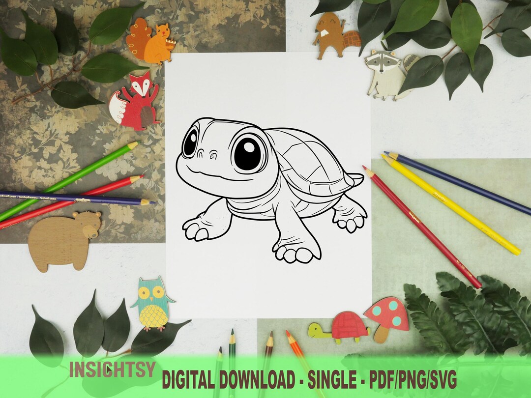 Cute Animal Coloring Pages for Kids | Simple Turtle Printable Coloring ...