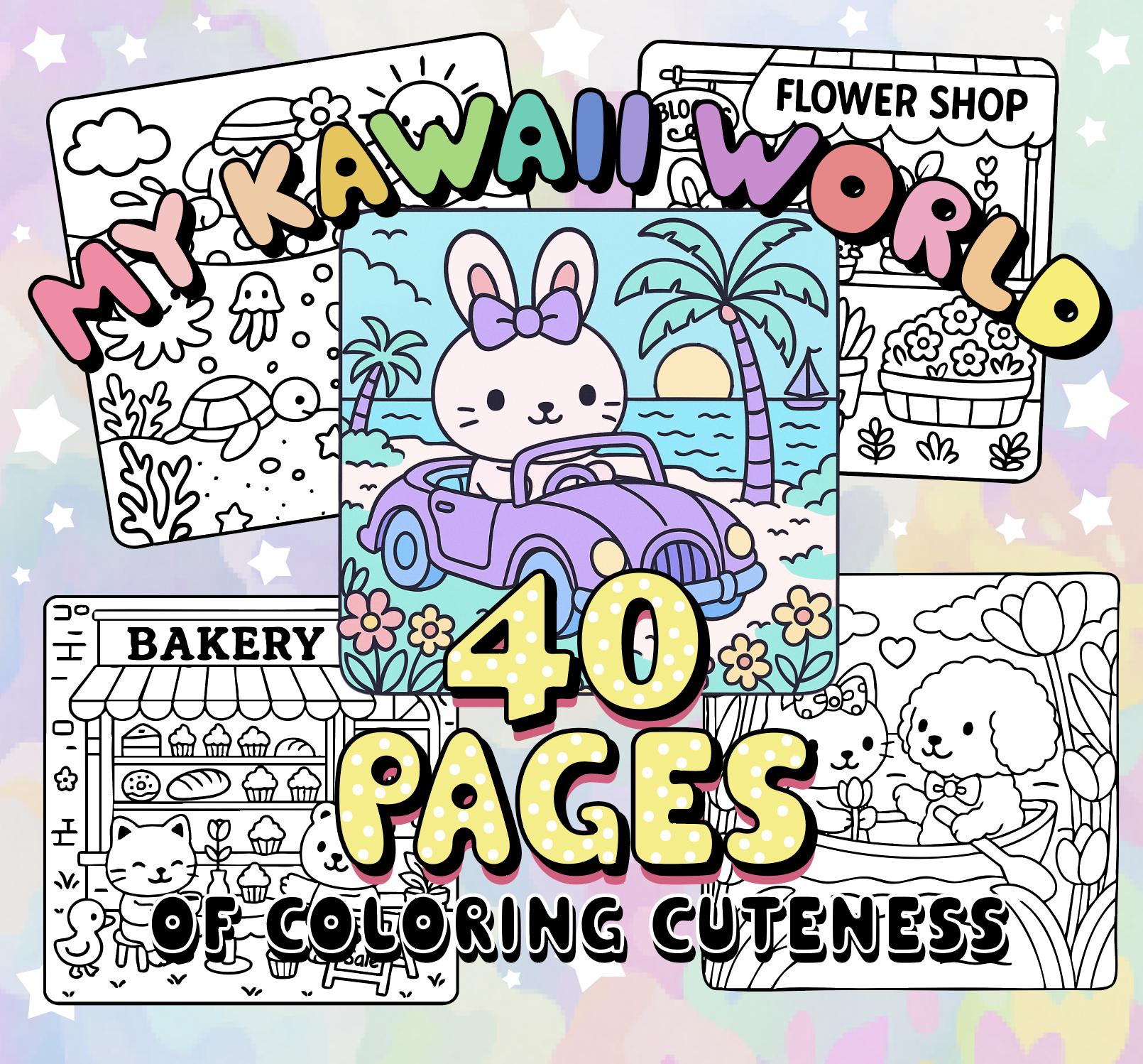 My Kawaii World Coloring Book Cozy Kawaii Animal Coloring Pages | 40 ...
