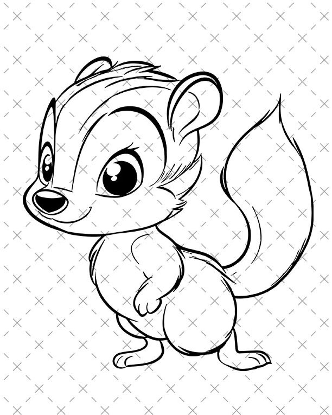 Cute Animal Coloring Pages for Kids | Simple Skunk Printable Coloring ...