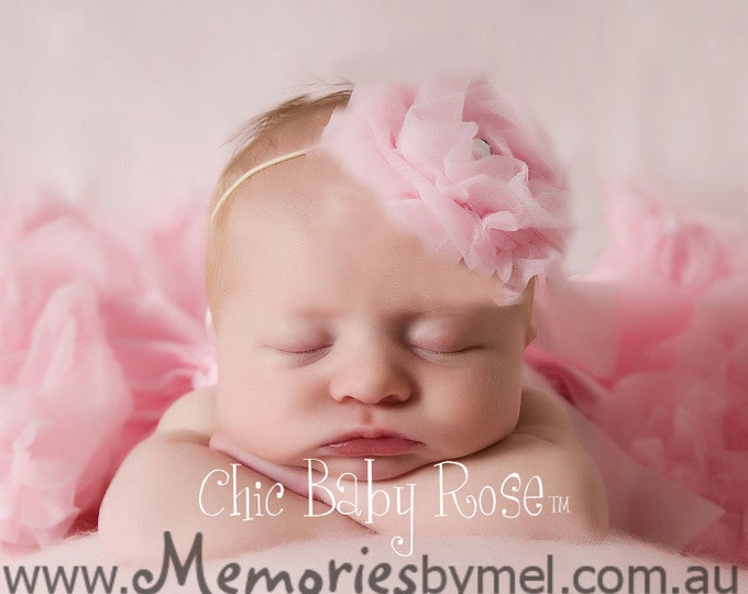 Fluffy Chiffon Rosette Hair Clip or Band by Chic Baby Rose 21 Color ...