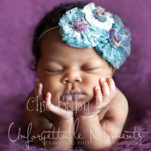 Velvet and Lace Flower Clip or Band by Chic Baby Rose Great - Etsy