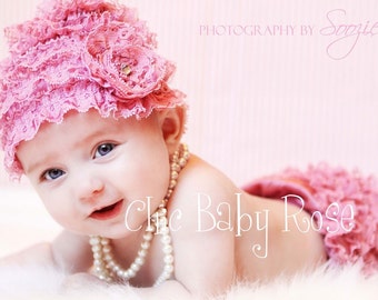 The Original Lace Ruffle Newborn Beanie by Chic Baby Rose | Etsy