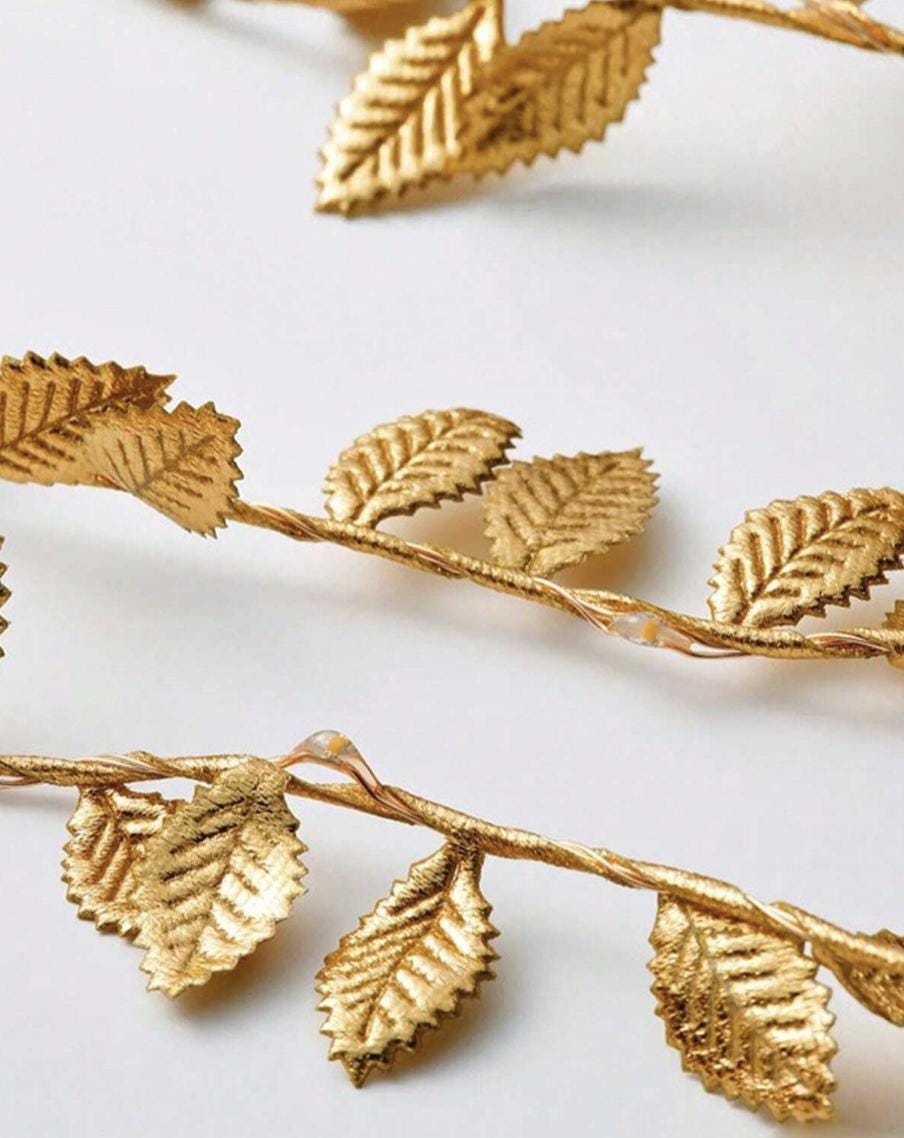Gold Leaf String Lights, Gold Fairy Lights, Vine Lights, Christmas ...
