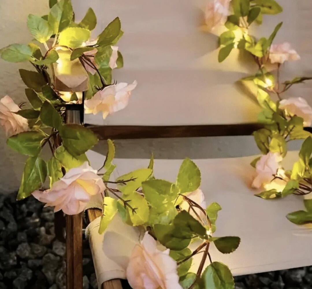 Pink Rose Flower Light Garland, Rose LED Lights, Home Decor, Wedding ...