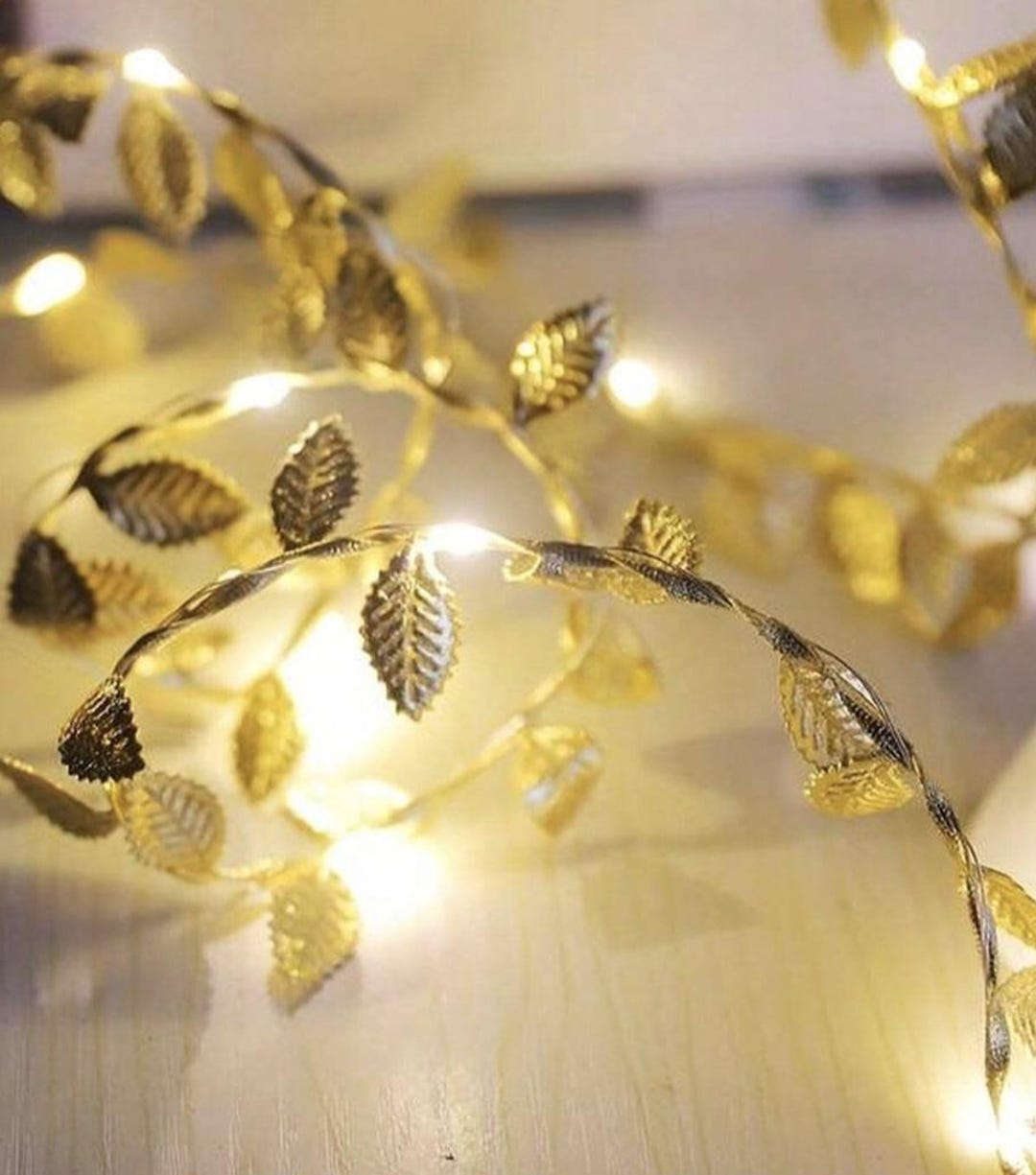 Gold Leaf String Lights, Gold Fairy Lights, Vine Lights, Christmas ...