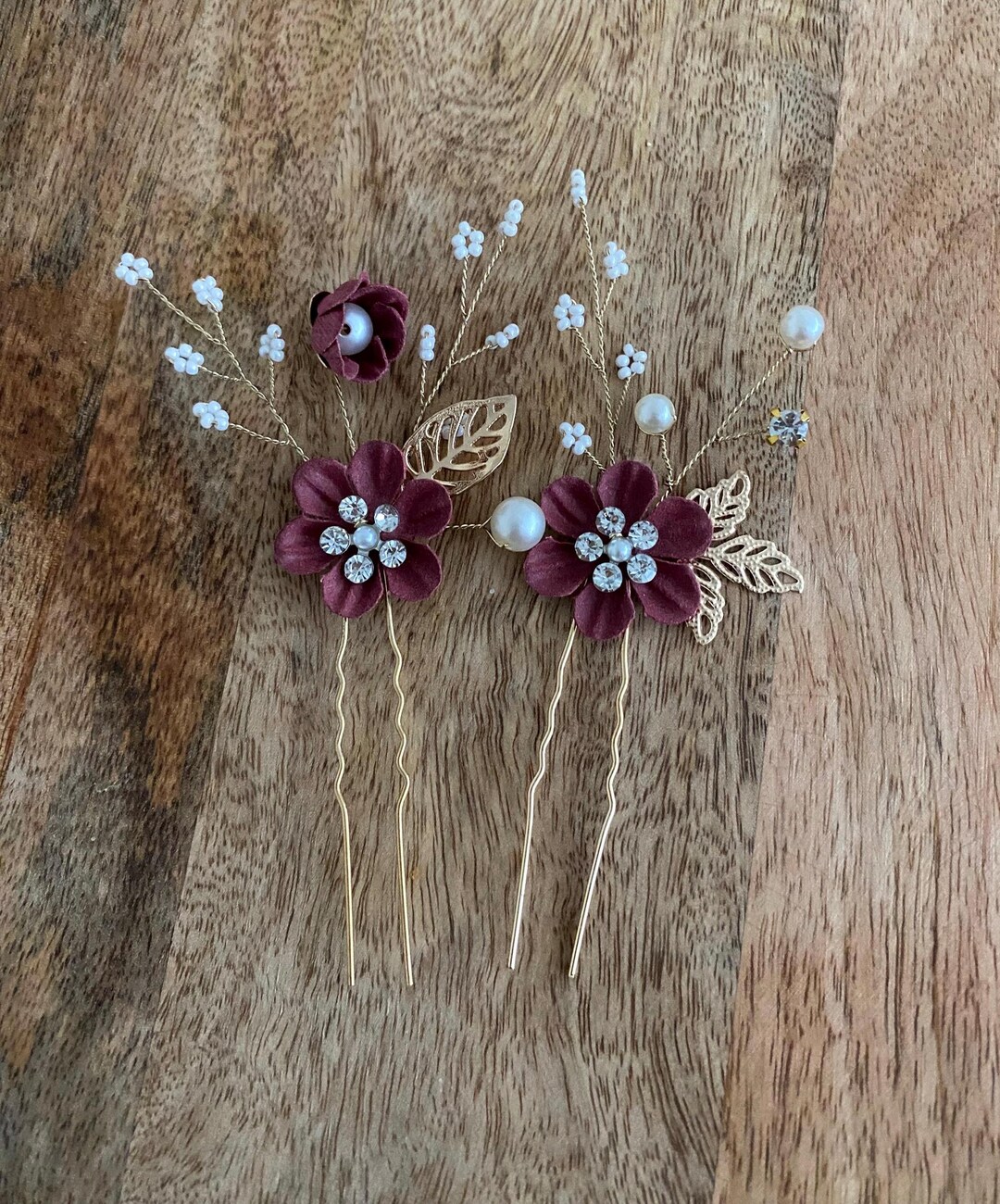 Wedding Hair Pins, Gold Leaf and Pearl Hair Pin, Bride Hair Pins ...