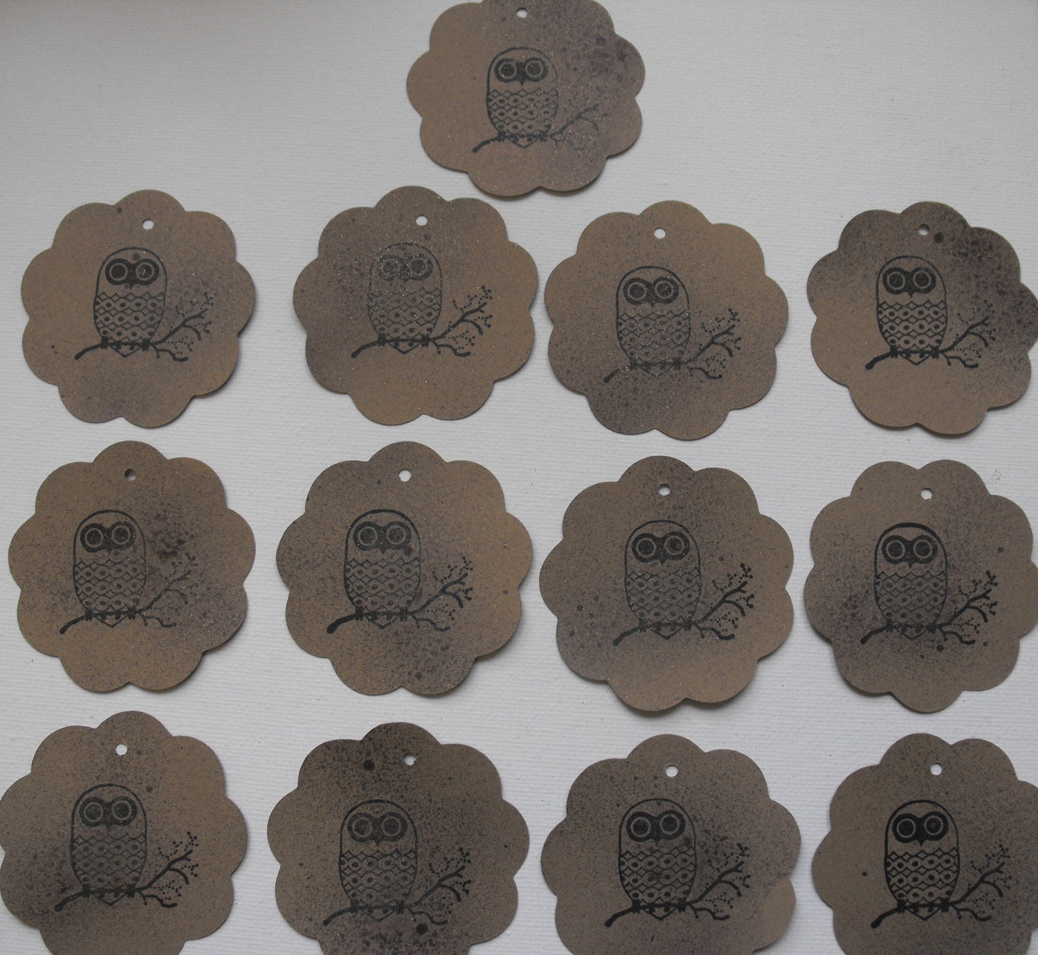 Owl Tags Stamped by Hand Halloween Party Gift Adornments/ Wall Garland ...