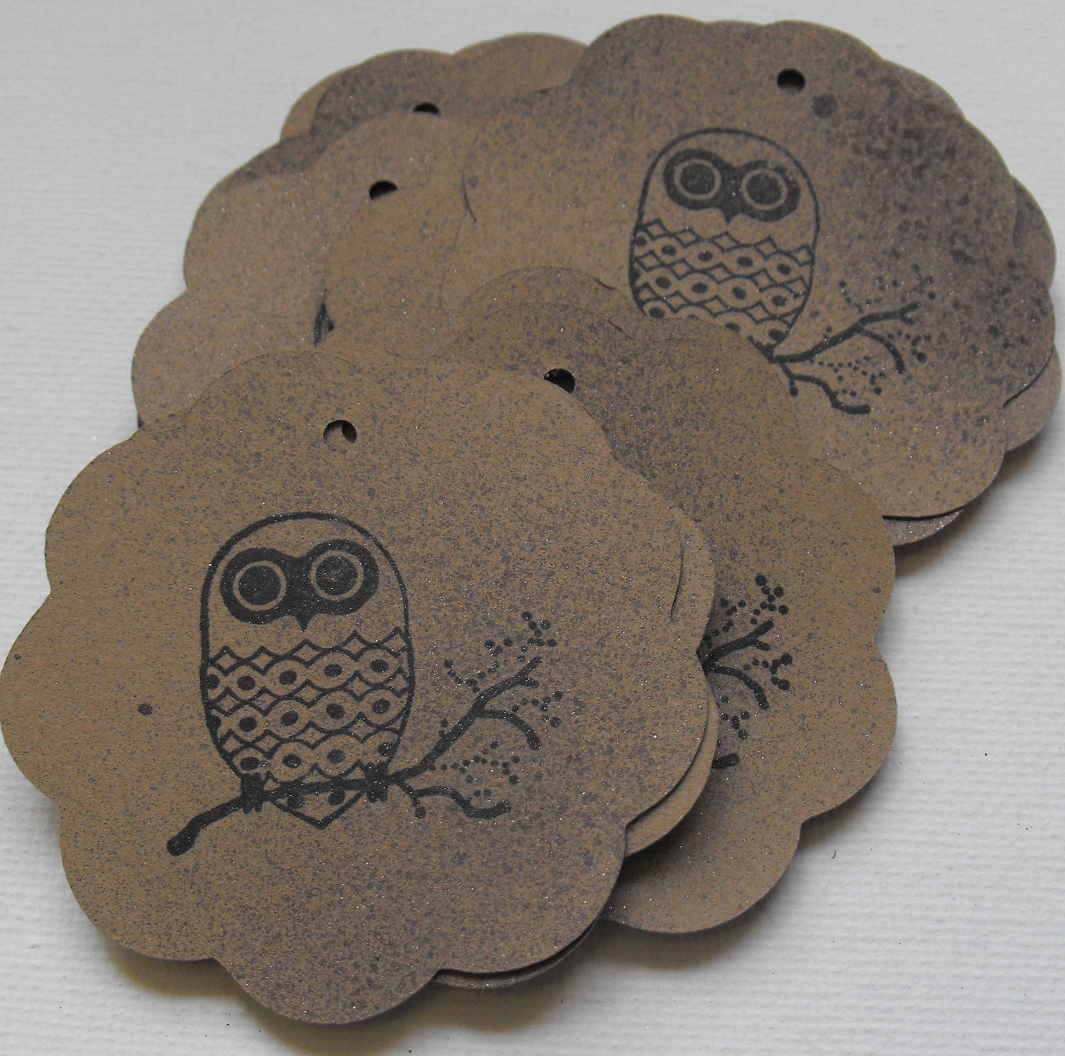 Owl Tags Stamped by Hand Halloween Party Gift Adornments/ Wall Garland ...