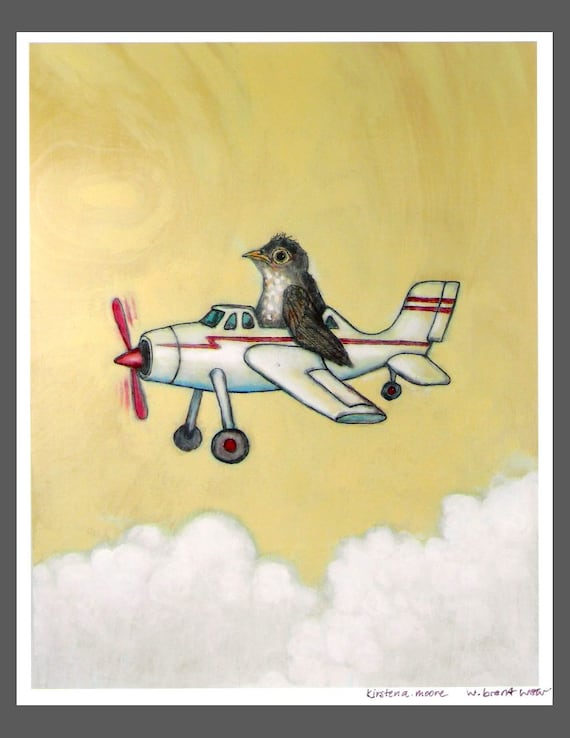 Baby Robin Stuffed Into a Toy Airplane No. 15 Bird Art PRINT | Etsy