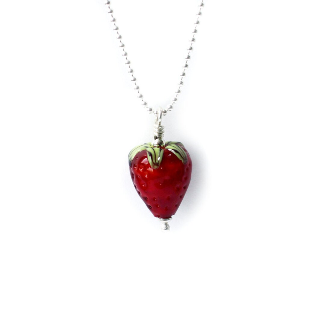STRAWBERRY Pendant on a Chain - Etsy