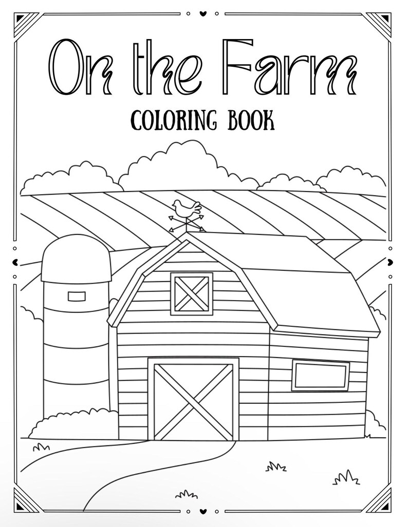 Farm Themed Coloring Book | Kid’s Coloring Pages | Activity Workbook - Etsy