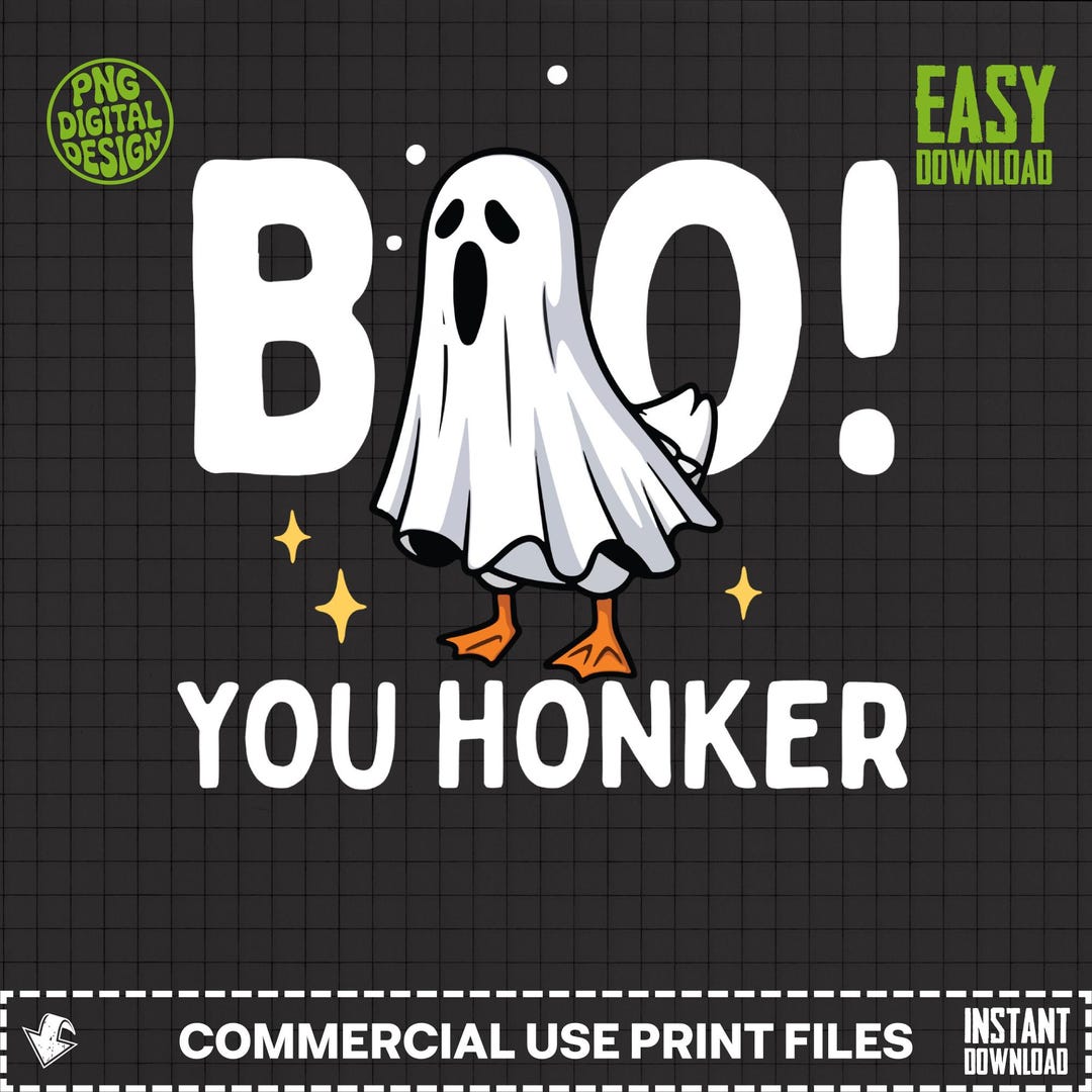 Boo You Honker Clipart, Funny Goose Ghost Clipart, Halloween Goose ...