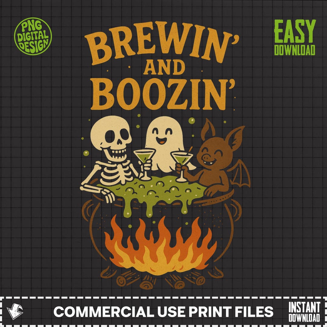 Brewin and Boozin Clipart, Halloween Digital Art, Spooky Season PNG ...