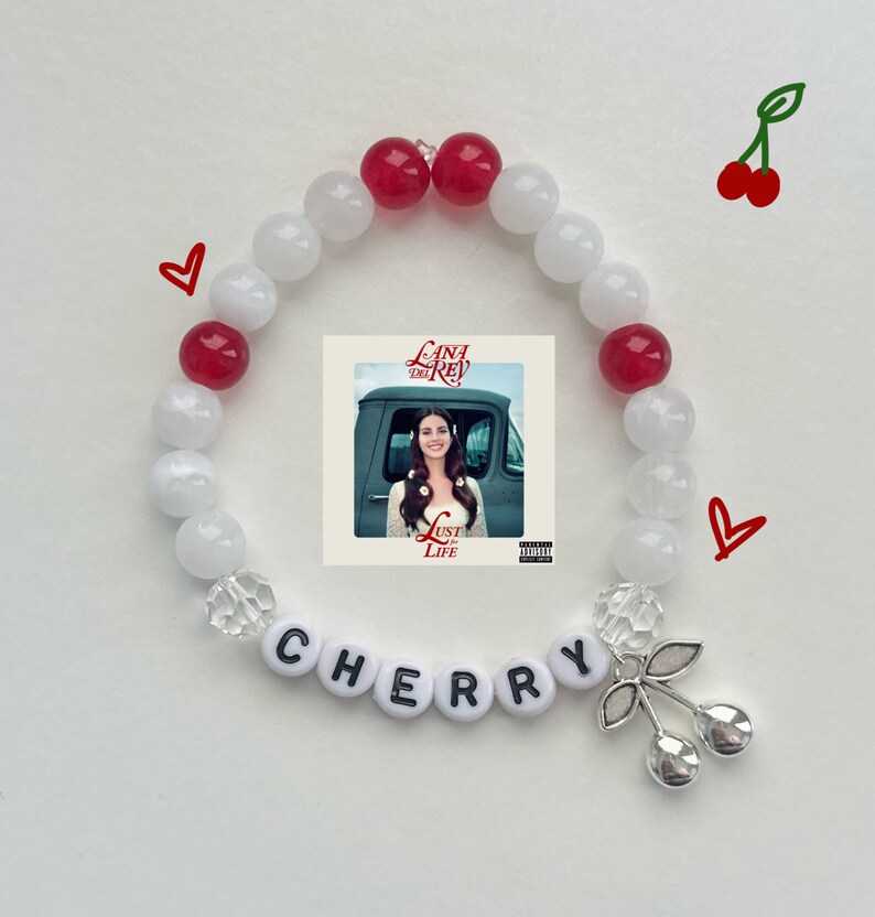 Lana Del Rey Cherry Bracelet Beaded Lust for Life Lana Del Rey Bracelet ...